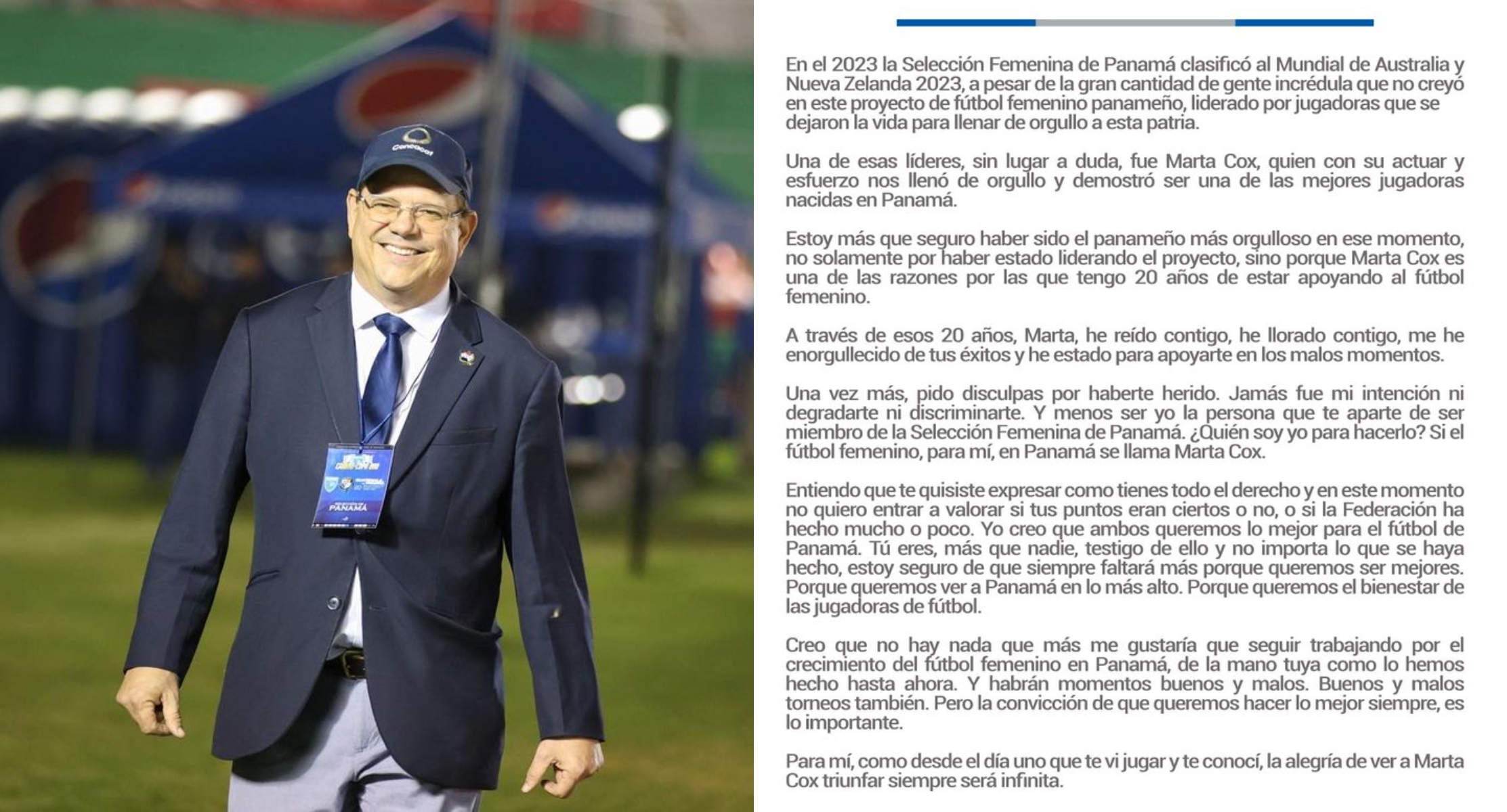 Fepafut y Marta Cox se pronuncian por declaraciones del presidente de la federación Manuel Arias ...